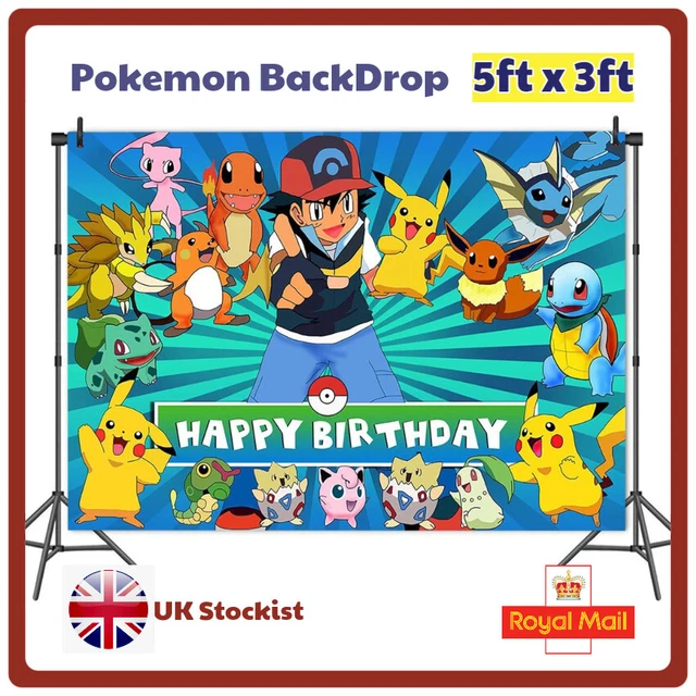 POKEMON HAPPY BIRTHDAY Backdrop Banner Background Kids Cartoon ...