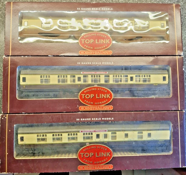 HORNBY OO GAUGE 3x Toplink R445/450 BR WR Mk 1 Composite Coach Choc ...