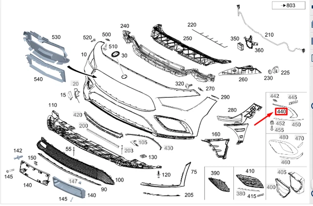 MERCEDES-BENZ CLA C118 Stoßstange vorne links Seitenspoiler A1188857103 ...