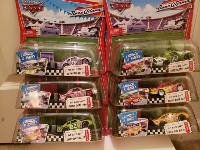 DISNEY PIXAR CARS Diecast Pit Race Off Launcher Set of 6 Racers New In ...