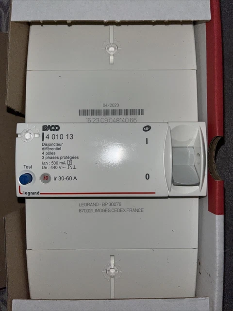 DISJONCTEUR DIFFÉRENTIEL SÉLECTIF legrand (BACO) Triphasée 30/60A 500ma ...