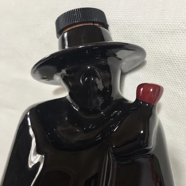 VINTAGE WADE SANDEMAN DON Black Glazed Earthenware Decanter Bottle Port ...