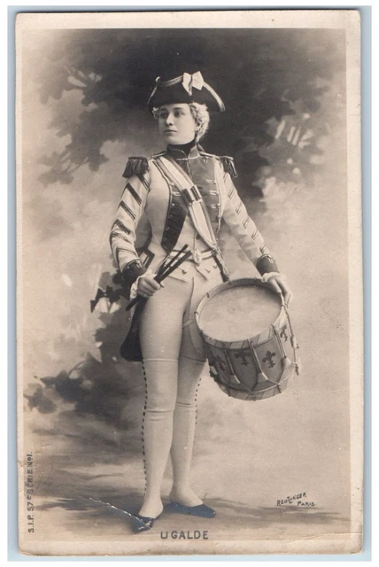 FRANCE POSTCARD RPPC Photo French Opera Singer With Drum c1910's ...