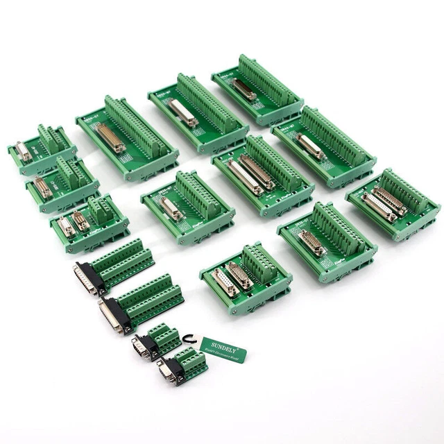 DIN RAIL MOUNT D-SUB Interface Module, Breakout Board. Connecting ...