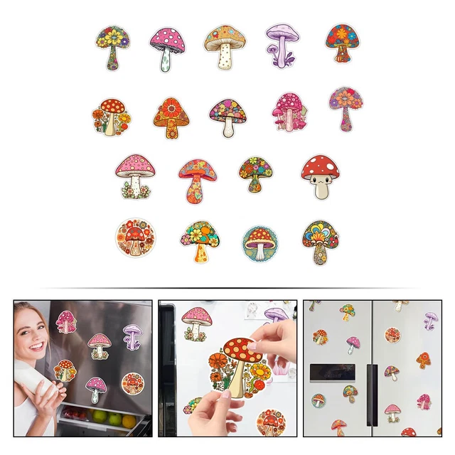 MINI FRIDGE DECOR Stickers Mushroom Magnets Decorations Cute for ...