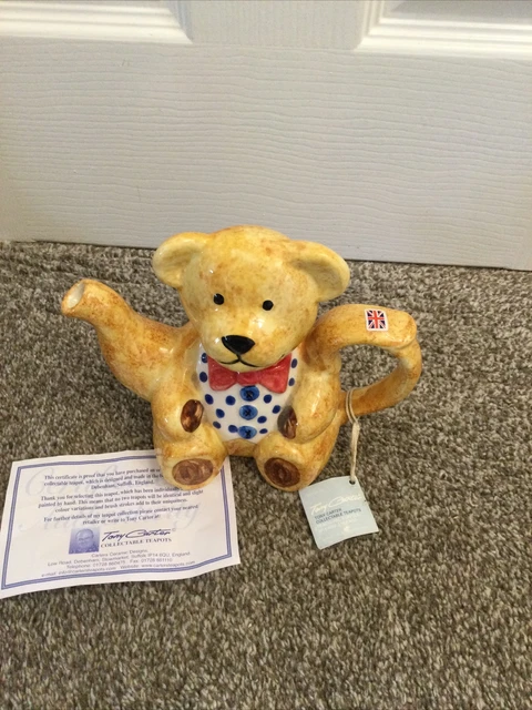 TONY CARTER TEDDY bear teapot limited edition With Certificate ...