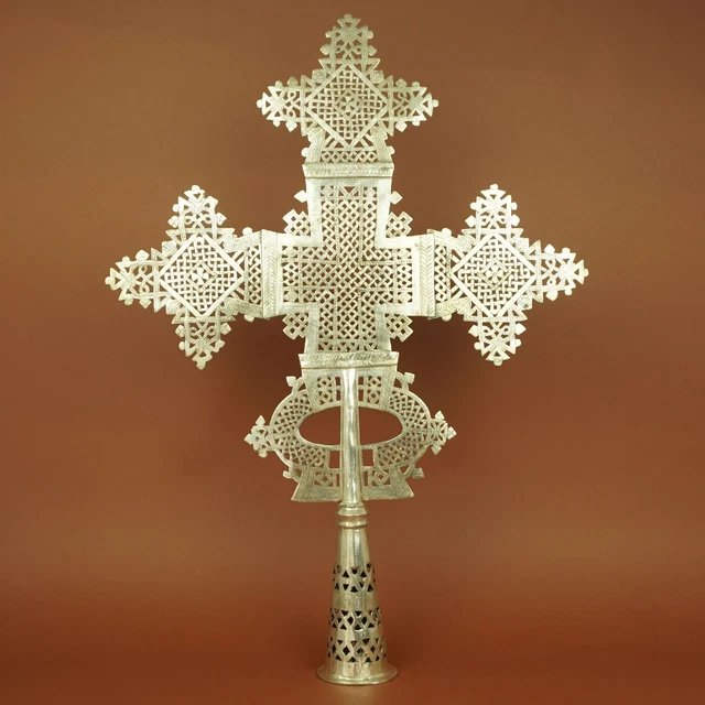 LARGE ETHIOPIAN COPTIC Processional Cross Orthodox Church African ...