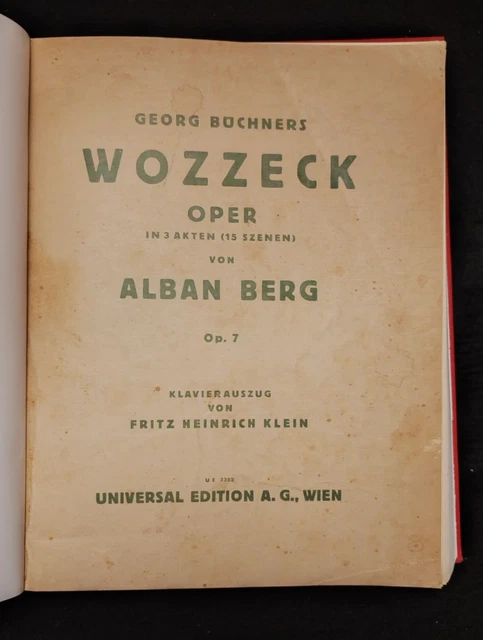 GEORG BUCHNERS WOZZECK Oper Alban Berg Spartito Musicale EUR 30,00 ...