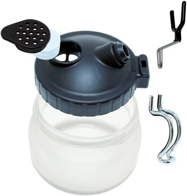 COMPACT AIRBRUSH HOLDER and Cleaning Station: Glass Pot for Delightful ...