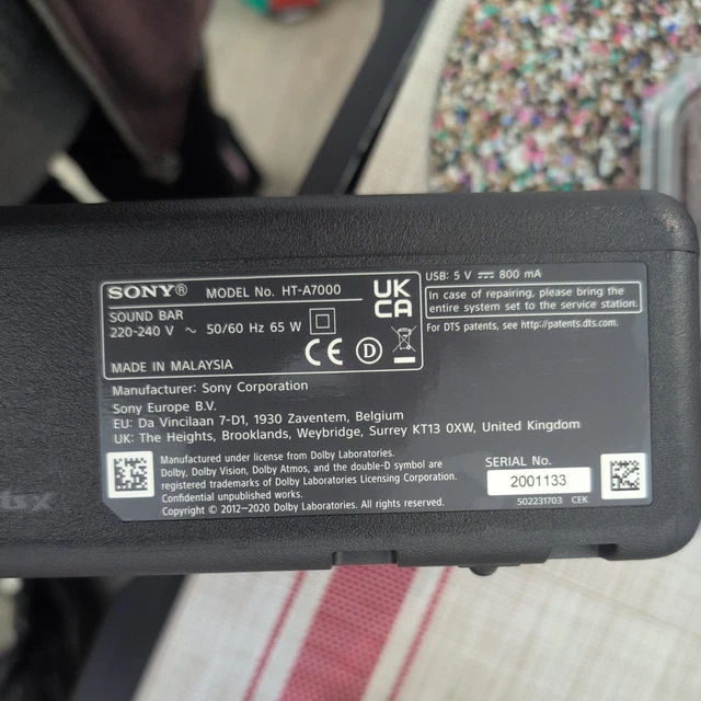 SONY HT-A7000 SERIES 7.1.2ch Dolby Atmos Soundbar With Built In Dual ...