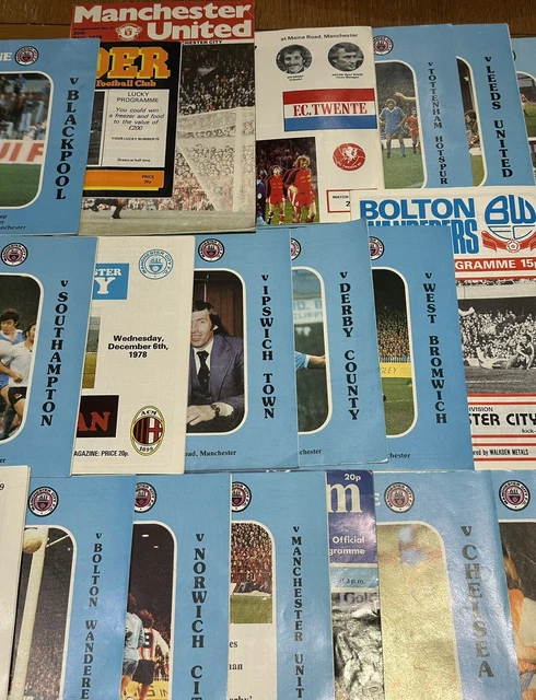 MANCHESTER CITY 1978/79 FULL SET OF HOME PROGRAMMES x32 *AWAY GAMES ...