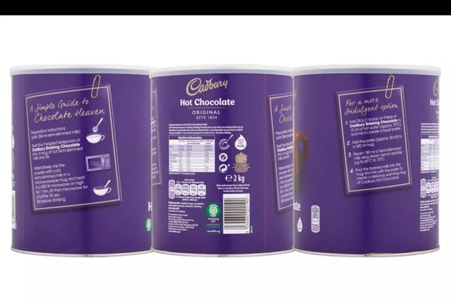 CADBURYS DRINKING CHOCOLATE Powder 2kg Big Tub Add Milk Cocoa Powder ...
