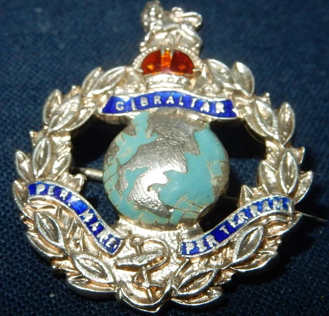 WW2 ROYAL MARINES Sweetheart Silver Military Naval Pin Badge World War ...