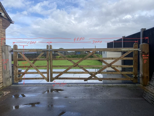 WOODEN TANALISED 5 bar field gate Made To Measure smooth planed farm ...