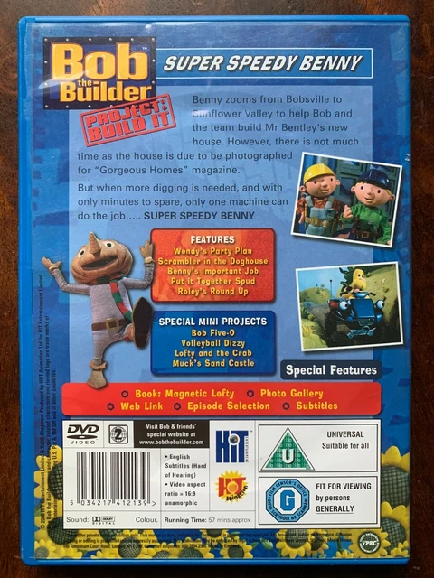 BOB THE BUILDER Super Speedy Benny DVD Pré-scolaire Enfants TV Cartoon ...