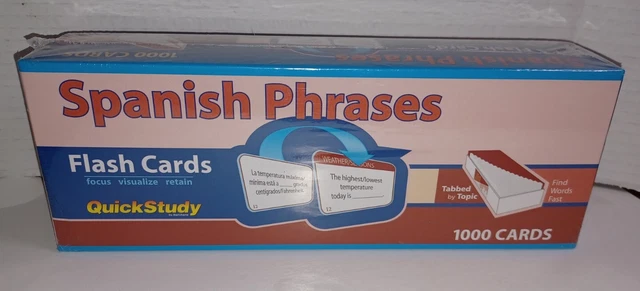 SPANISH PHRASES FLASH Cards Vocabulary Made Easy 1000 Test Study ...