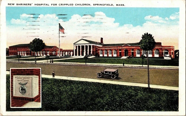 NEW SHRINERS HOSPITAL Crippled Children Springfield Mass Old Car WOB 2c ...
