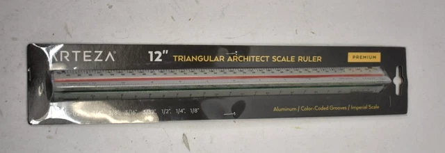 ARTEZA 12& TRIANGULAR Architect Scale Aluminum Color Coded Grooves ...