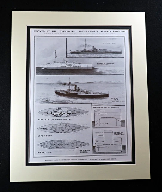 HMS FORMIDABLE ARMOURED Battleship British Royal Navy Naval Armour WW1 ...