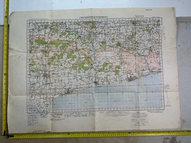 ORIGINAL WW2 BRITISH Army OS Map of England - War Office - Chichester ...