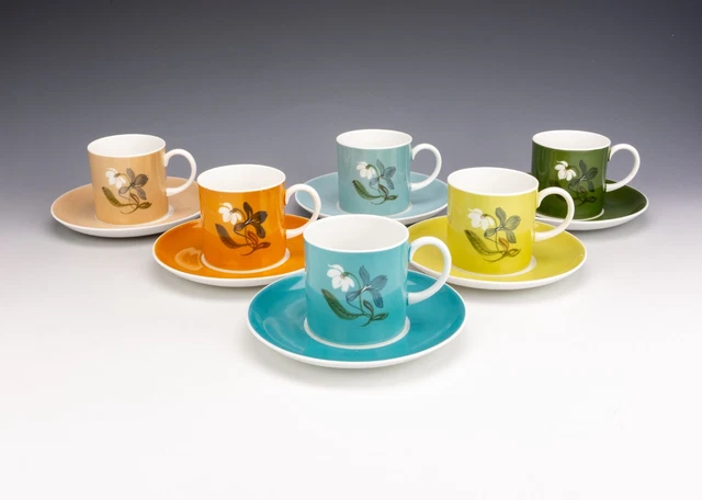 SUSIE COOPER BONE China - Set Of Six - Flower Decorated Coffee Cans ...