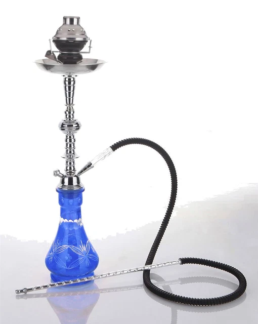 1 TUYAU 23& Maroc Blue Hookah Chicha Nargila verre vase tuyau fumée ...