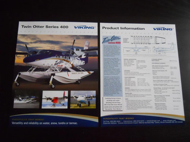 VIKING TWIN OTTER 400 Brochure prospectus hydravion canadien années ...