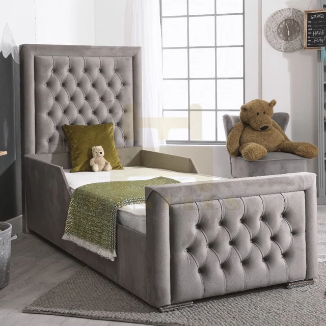 CHESTERFIELD BUMPER BAR Bed Frame Upholstered Plush Velvet Gas Lift ...