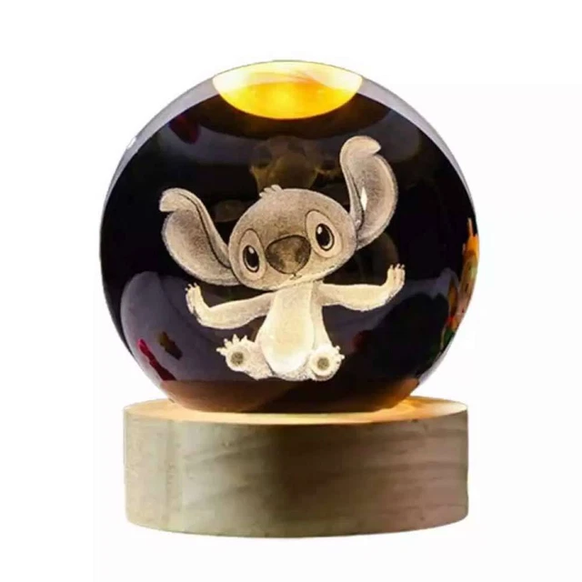 DISNEY STITCH 3D Crystal Ball Night Light Laser Carving Children Kids ...