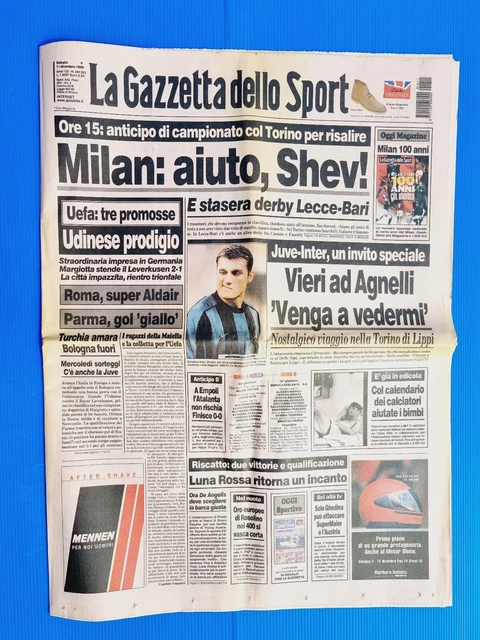 JOURNAL SCREEN SPORT 11 December 1999 Juventus-Inter Vieri-Udinese-Roma ...