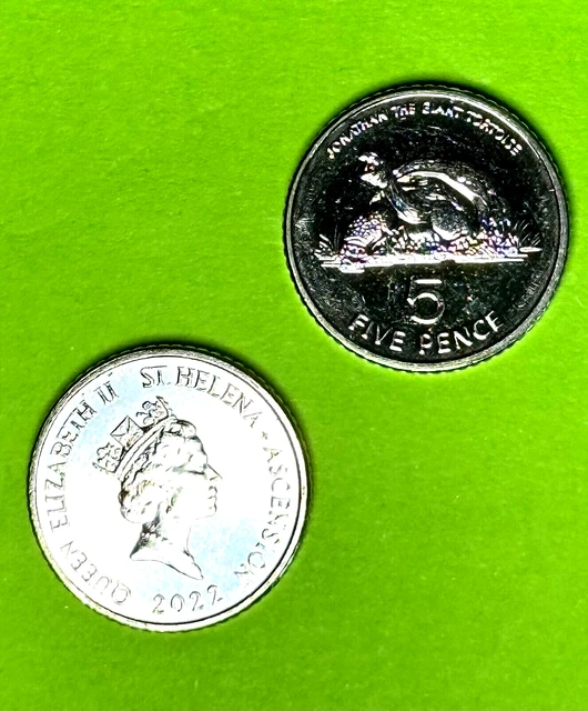SAINT HELENA COIN 5p pence 2022 UNC JONATHAN THE GIANT TORTOISE turtle ...