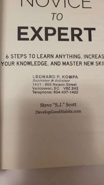 NOVICE TO EXPERT 6 Steps To Learn Anything By S.J. Scott $5.00 ...