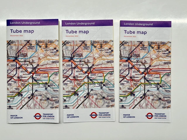 LONDON UNDERGROUND TUBE Map - NEW November 2022 - 3 Pack (6) £3.45 ...