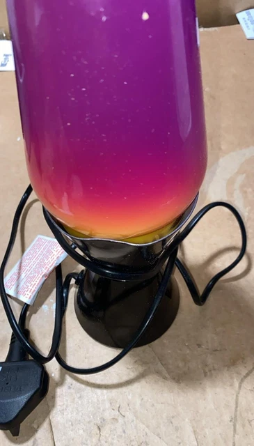 LAVA MOTION LAMP Black Al Base Purple Liquid Yellow Wax Night Light ...