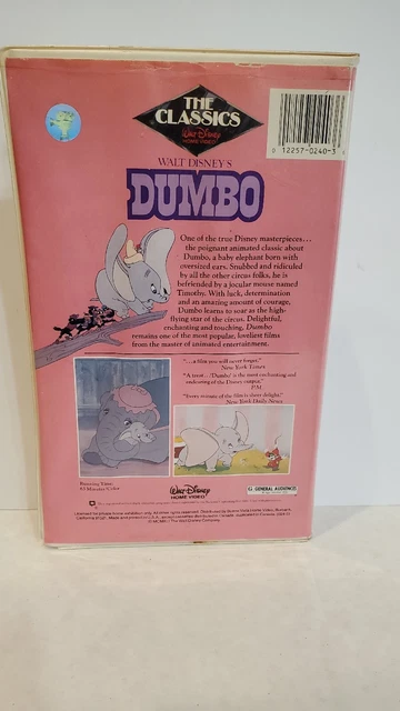 DUMBO~PINK SPINE~VHS, DISNEY, Black Diamond, Clamshell~Tested~Rare £9. ...