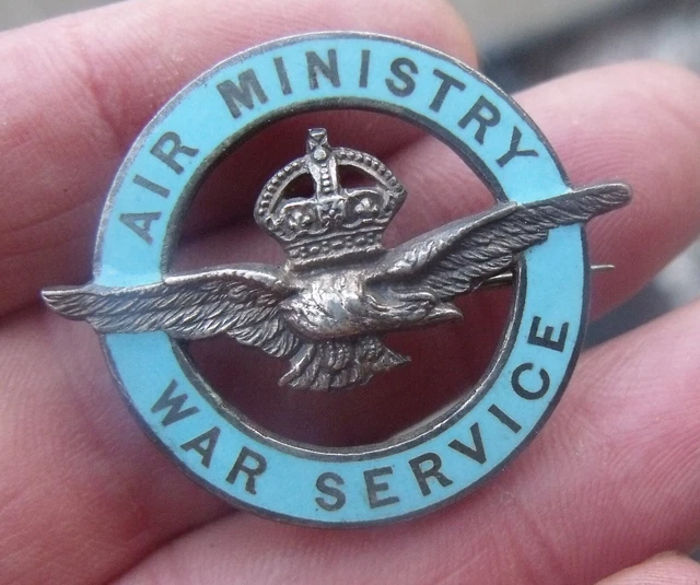 A WW2 SILVER 1942 Air Ministry War Service Enamel Badge, J.r. Gaunt. No ...