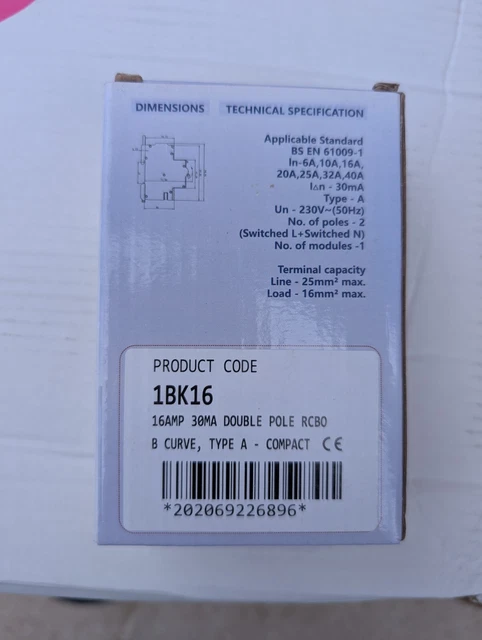 PROTEUS 16A DOUBLE Pole 1 Module Bidirectional B Curve 6kA - New - 8 available £18.40 - PicClick UK