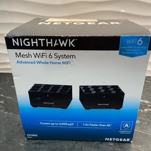 NETGEAR NIGHTHAWK HOME Mesh WiFi 6 System AX1800 router + 1 satellite ...
