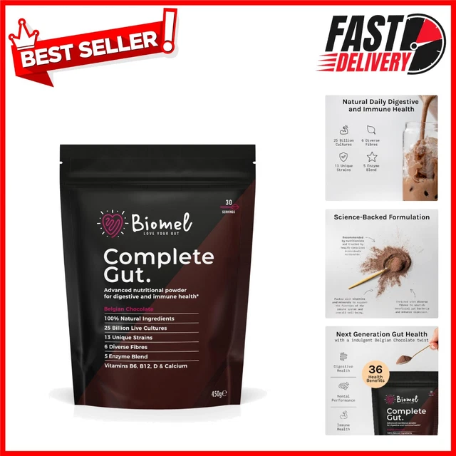 COMPLETE GUT - Belgian Chocolate Powder, 30 Servings, Digestive Support ...