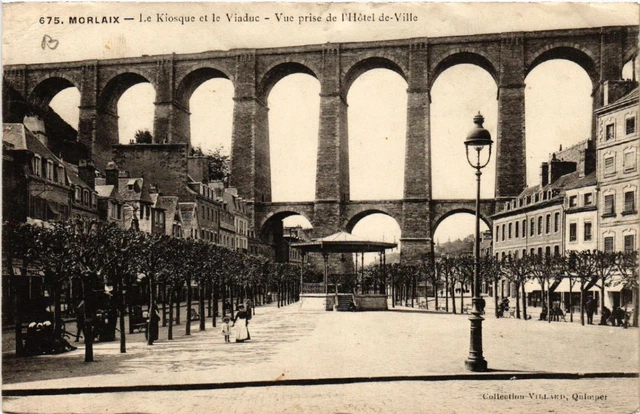 CPA AK MORLAIX Le Kiosque et le Viaduc Vue prise de l'Hotel de Ville (457838) EUR 7,99 - PicClick FR