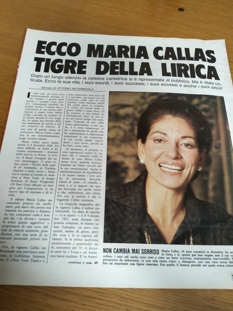 MARIA CALLAS ANNO 1974 clipping articolo foto photo LA TIGRE DELLA ...