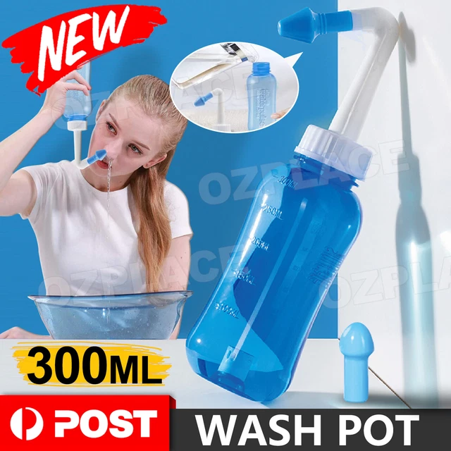 300ML NASAL WASH Neti Pot Sachets Sinus Nose Cleaner Bottle Irrigator ...