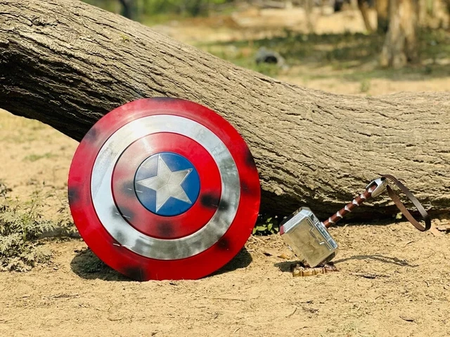 CAPTAIN AMERICA SHIELD & Thor Hammer Mjolnir Replica Unique Battle ...