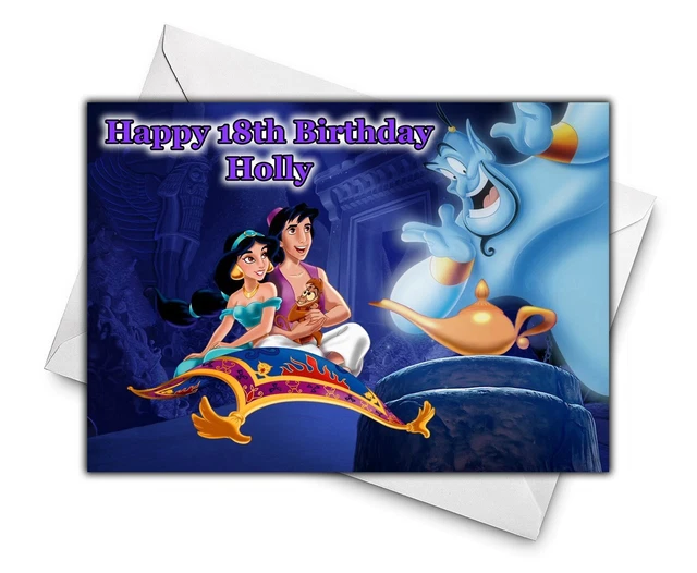 DISNEY ALADDIN PERSONALISED Birthday Card - Disney Aladdin Birthday ...