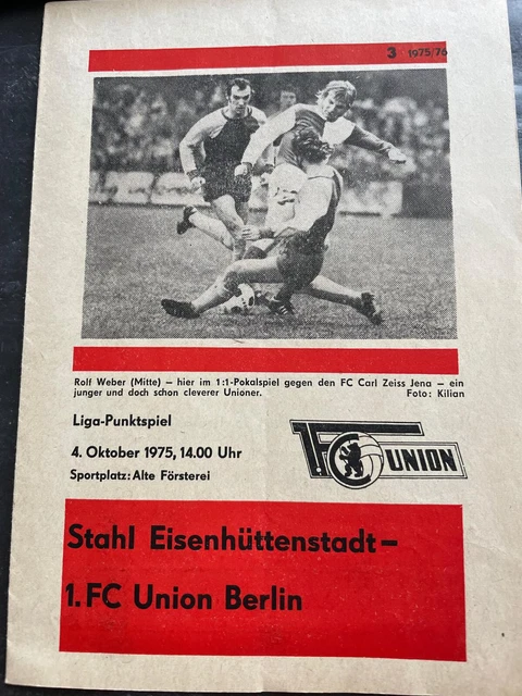 FUSSBALLPROGRAMM, DDR-LIGA, 1975/76, 1. FC Union Berlin - Stahl ...