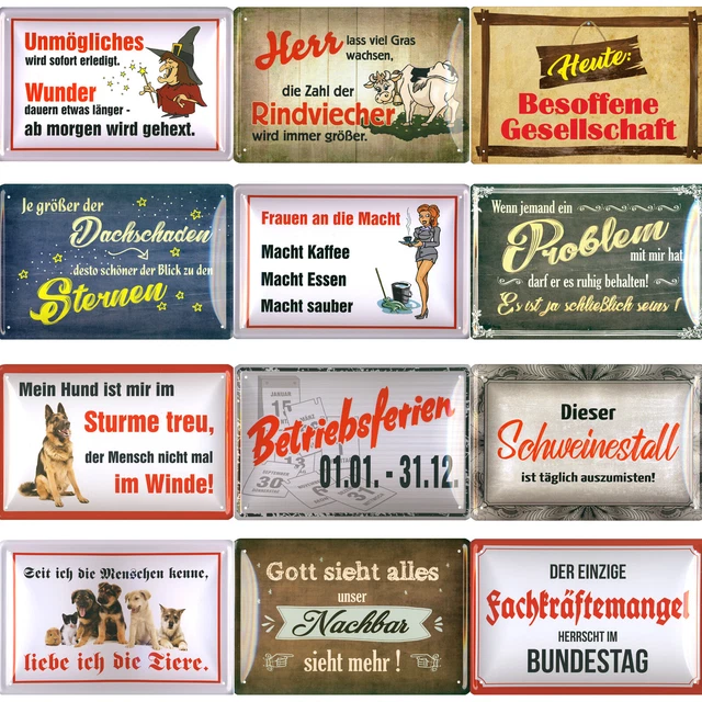SPRÜCHE BLECHSCHILDER LUSTIGE Wand Schilder Sprüche 20x30cm Geschenkideen Deko EUR 10,95 ...