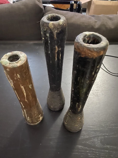 ANTIQUE WOOD TEXTILE Mill Industrial Spool Bobbin Spindles - 3 $22.00 ...