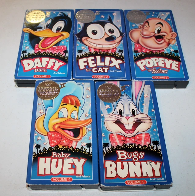 UAV CARTOON CLASSICS 5 VHS Tapes Felix, Popeye, Daffy, Bugs, Huey ...