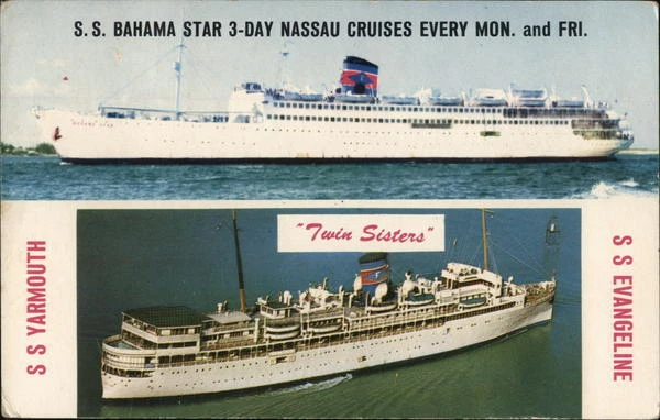 1961 MIAMI,FL SS Yarmout & SS Evangeline Miami-Dade County Cruise Ship ...