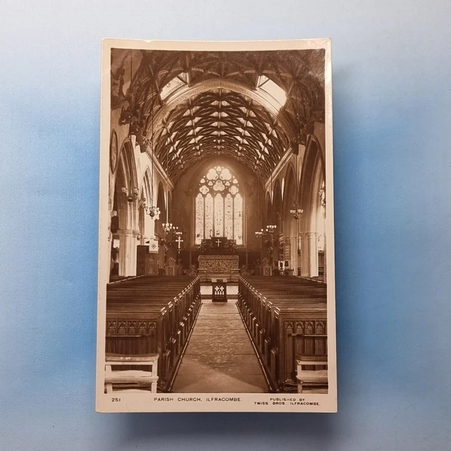 ILFRACOMBE POSTCARD C1920 Real Photo Devon St Peter's Church Interior £ ...